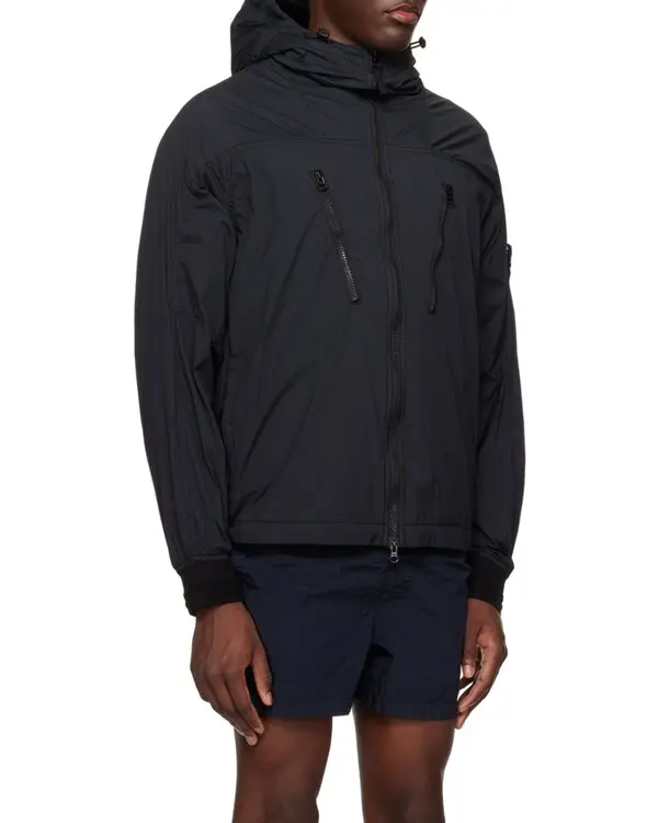 Stone Island Drawline Hooded Zip-up Jacket - Black