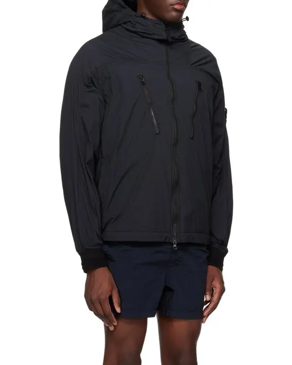 Stone Island Drawline Hooded Zip-up Jacket - Black