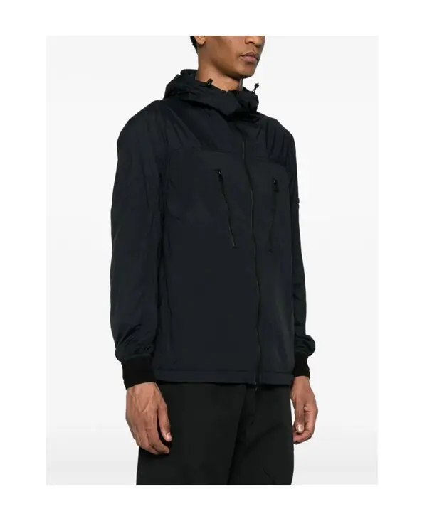 Stone Island Drawline Hooded Zip-up Jacket - Black