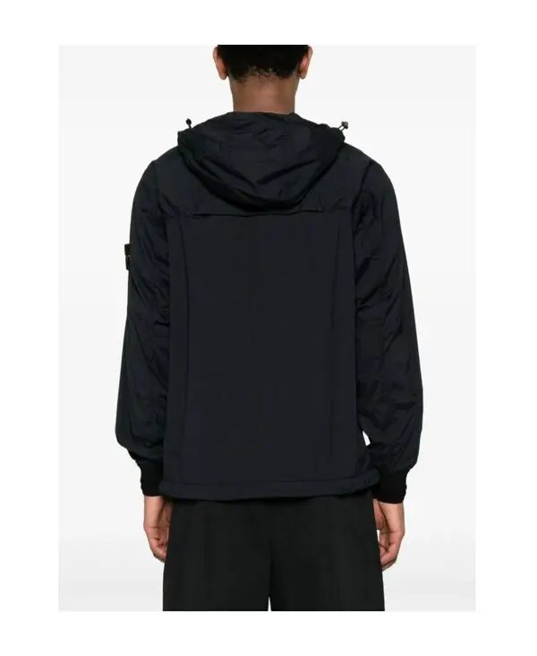 Stone Island Drawline Hooded Zip-up Jacket - Black
