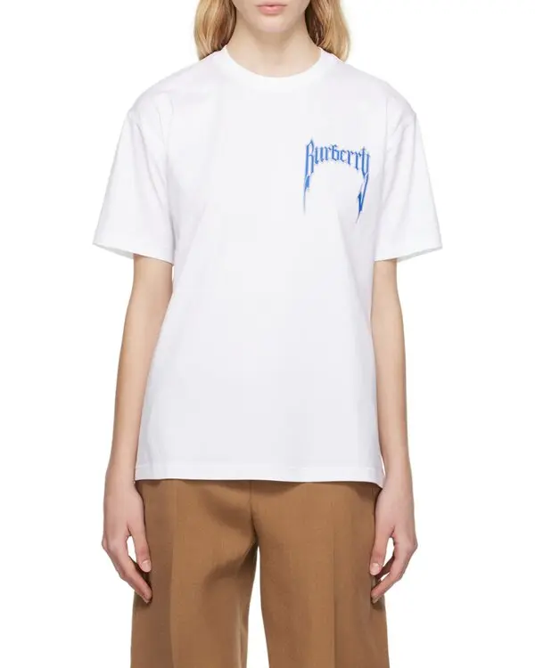 Burberry Logo Printed Crewneck T-shirt - White