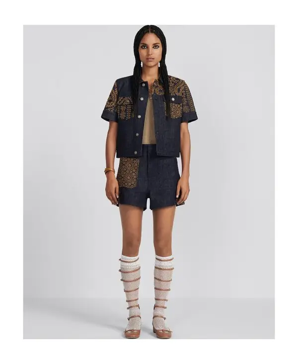 Dior Saint-gall Embroidered Denim Shorts