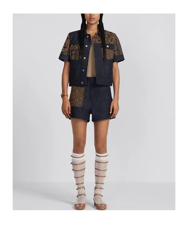 Dior Saint-gall Embroidered Denim Shorts