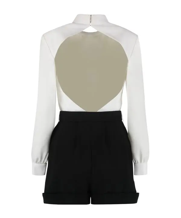 Saint Laurent High-waisted Playsuit With Embellished Belt - White