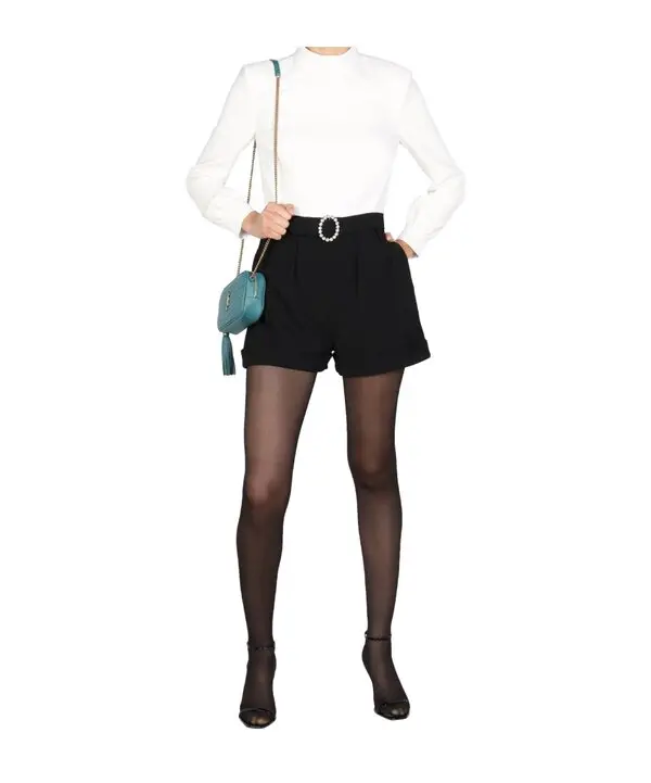 Saint Laurent High-waisted Playsuit With Embellished Belt - White