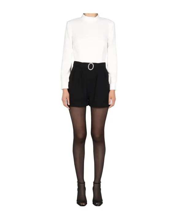 Saint Laurent High-waisted Playsuit With Embellished Belt - White