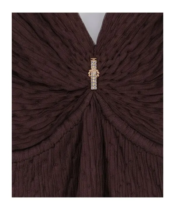 Elisabetta Franchi Red Carpet Tulle Gown With Rhinestone Embellishment - Black