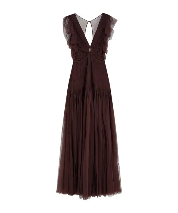 Elisabetta Franchi Red Carpet Tulle Gown With Rhinestone Embellishment - No