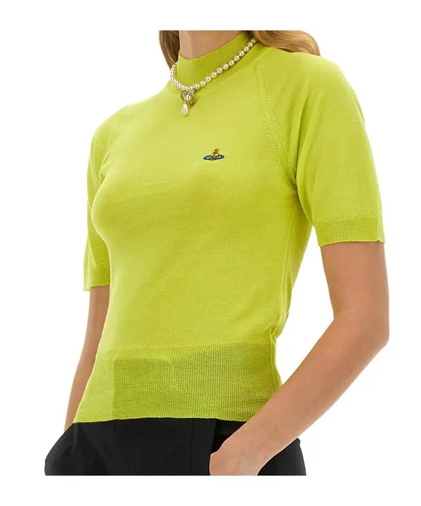 VIVIENNE WESTWOOD Orb Embroidered Short-sleeved Knitted Jumper