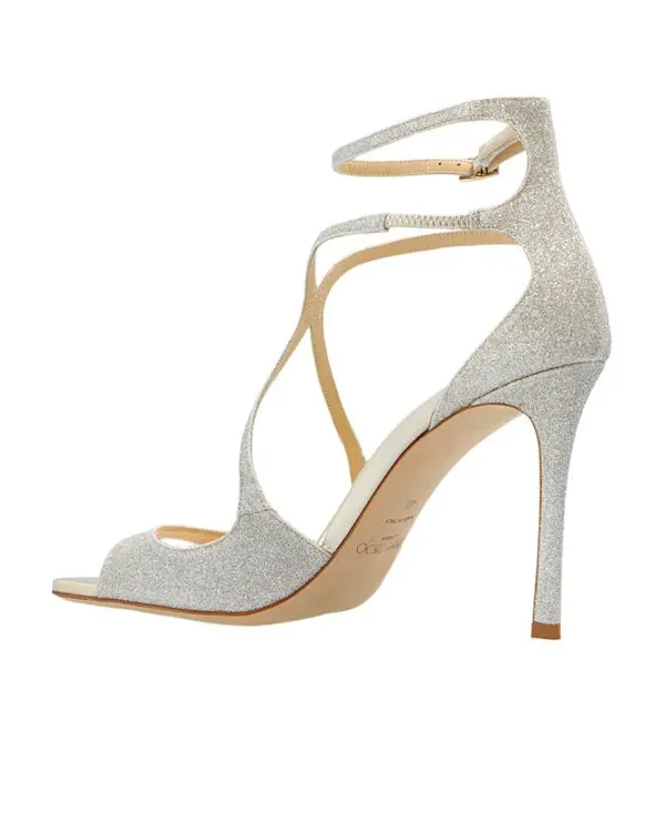JIMMY CHOO Azia 95 Glitter High Heel Sandals - Nude