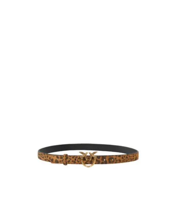 Pinko Leopard Love Birds Buckled Belt - Brown