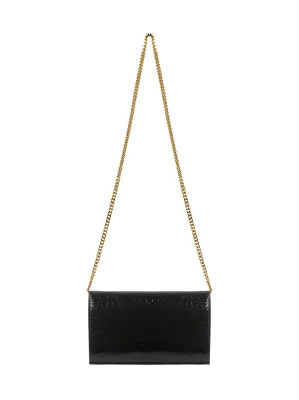 Saint Laurent Kate Embossed Alligator Wallet On Chain - Black