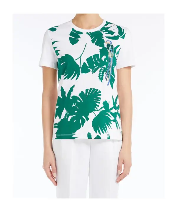 Max Mara Embellished Crewneck T-shirt With Graphic Design - Green