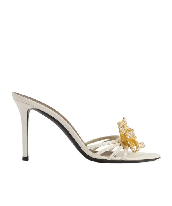 GIUSEPPE ZANOTTI Orchid Crystal 90 Mules - White
