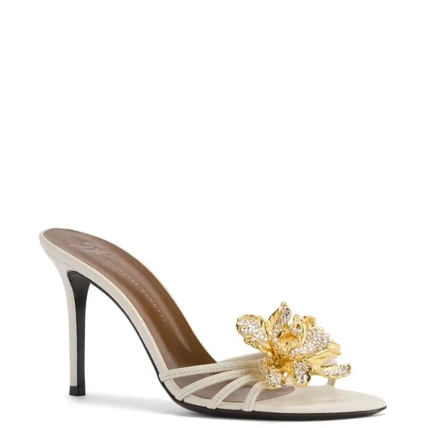 GIUSEPPE ZANOTTI Orchid Crystal 90 Mules - White