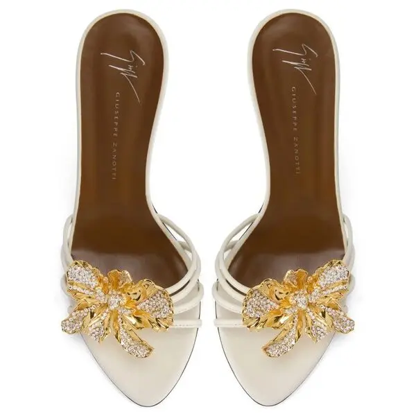GIUSEPPE ZANOTTI Orchid Crystal 90 Mules - White