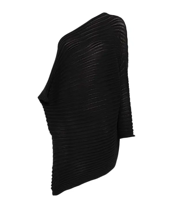 Issey Miyake Asymmetric Pleated Top - Black