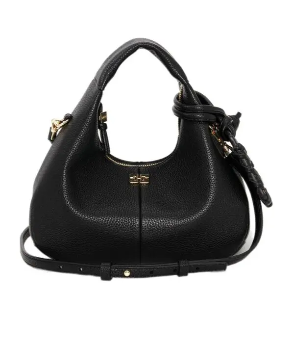 GANNI Butterfly Logo Mini Hobo Bag - Black