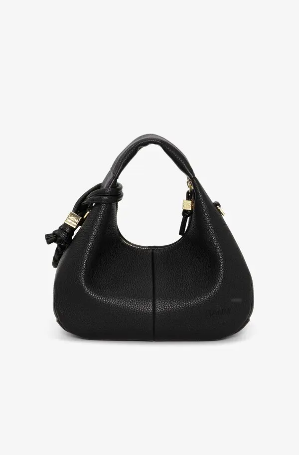 GANNI Butterfly Logo Mini Hobo Bag - Black
