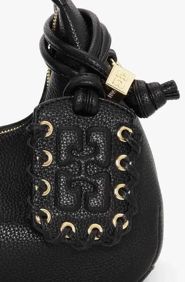 GANNI Butterfly Logo Mini Hobo Bag - Black