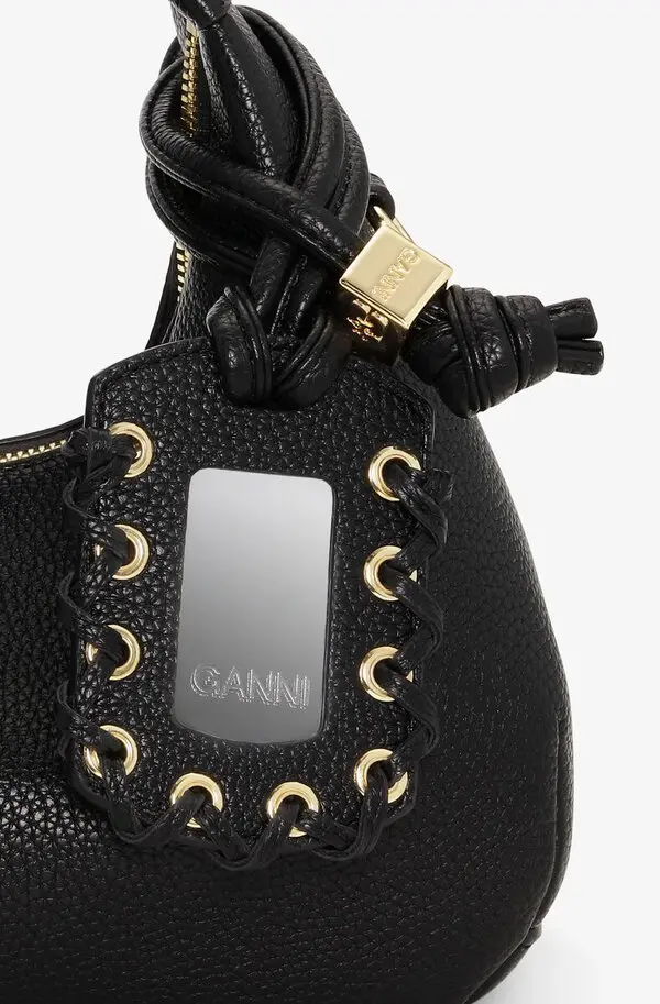 GANNI Butterfly Logo Mini Hobo Bag - Black