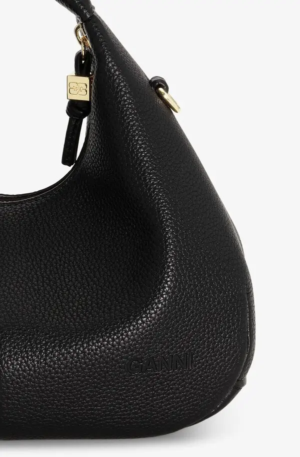 GANNI Butterfly Logo Mini Hobo Bag - Black