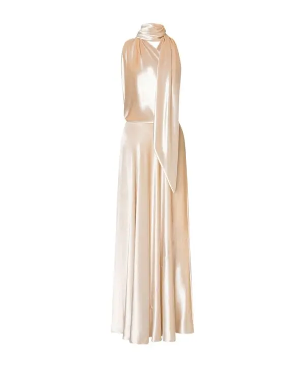 Alberta Ferretti One-shoulder Maxi Dress With Scarf Detail