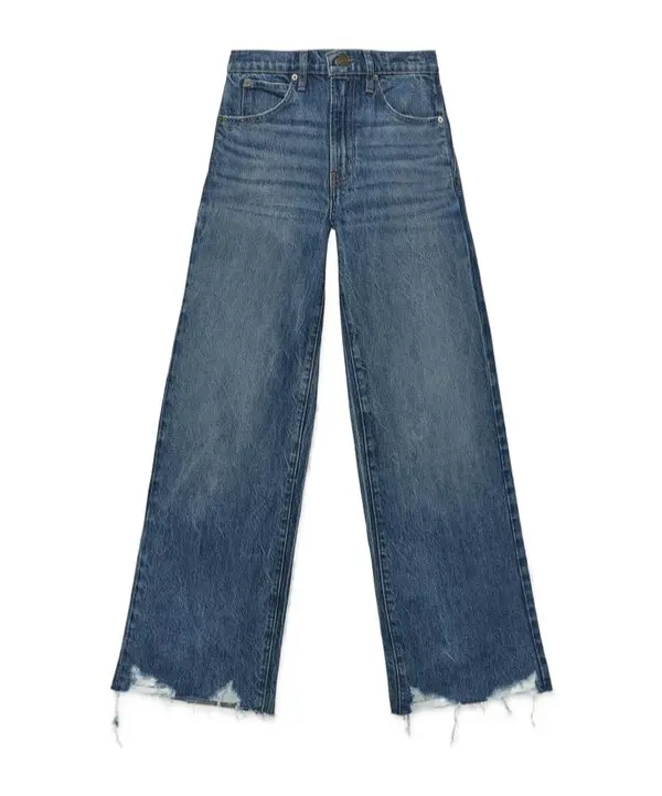 FRAME High Waist Wide Leg Jeans With Raw Edge Hem