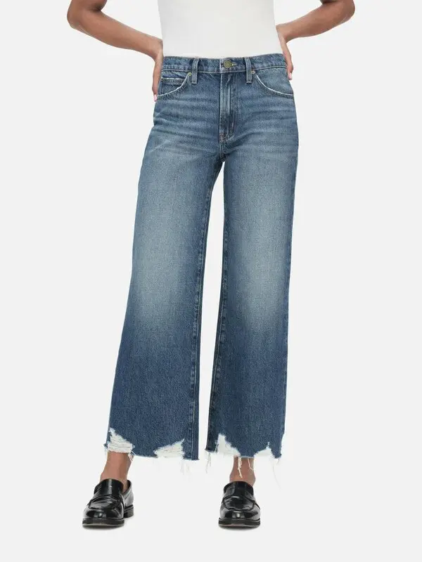 FRAME High Waist Wide Leg Jeans With Raw Edge Hem
