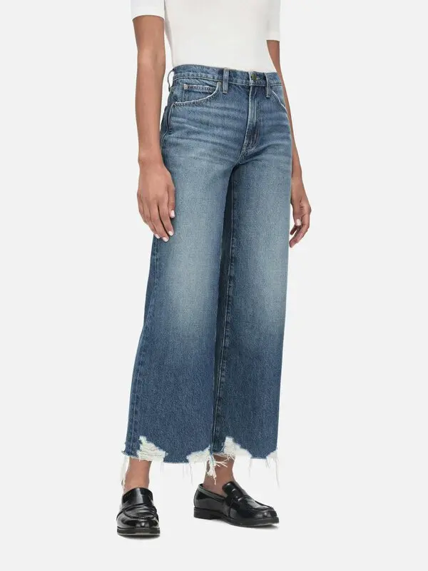 FRAME High Waist Wide Leg Jeans With Raw Edge Hem