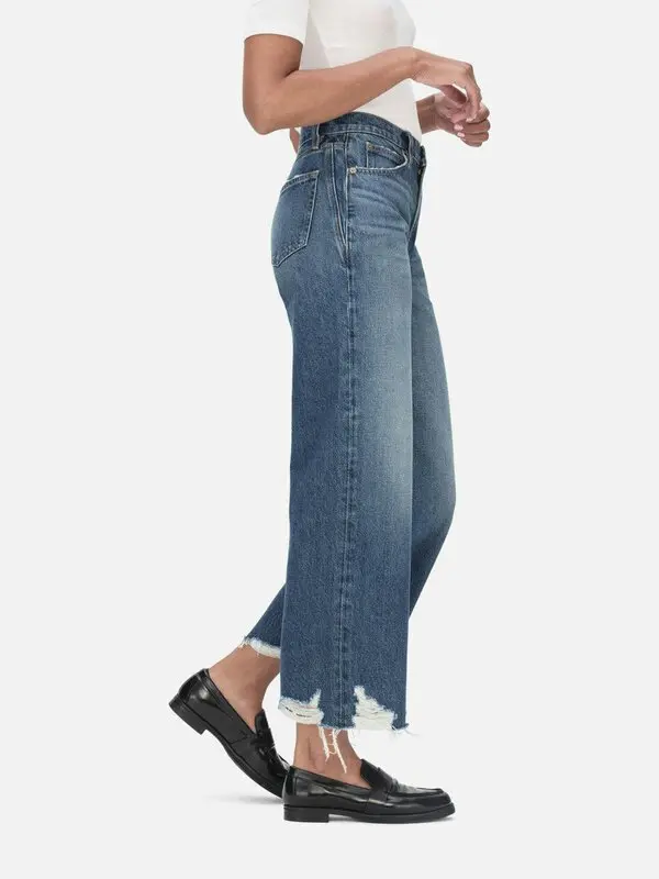 FRAME High Waist Wide Leg Jeans With Raw Edge Hem