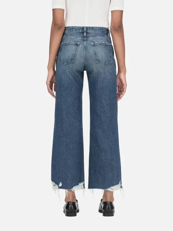 FRAME High Waist Wide Leg Jeans With Raw Edge Hem