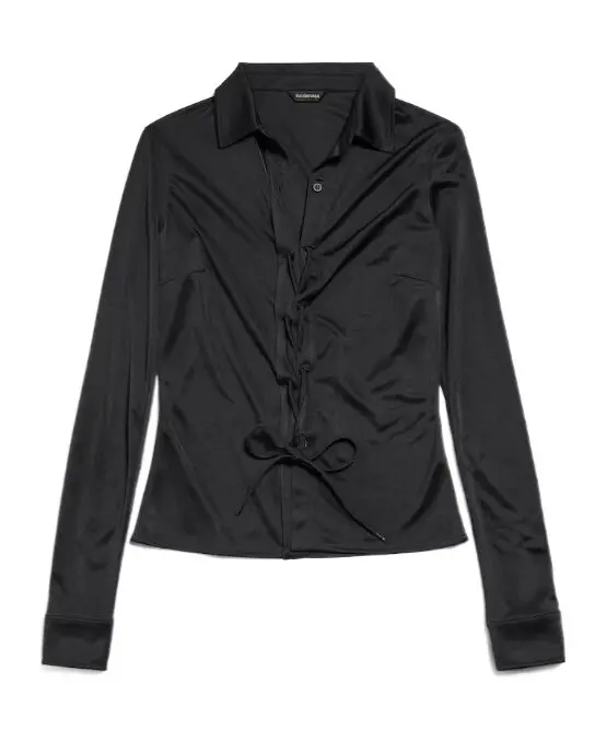 Balenciaga Collared Lace-up Shirt - Black