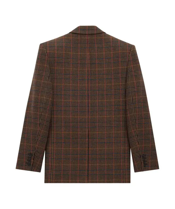 Saint Laurent Wool Check Tailored Blazer - Black