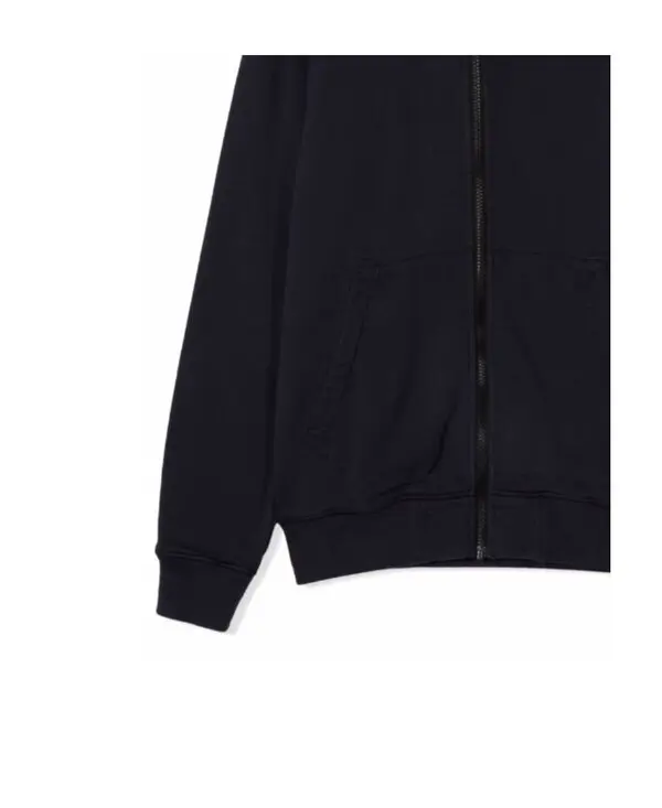 Stone Island Logo Patch Zip Hoodie - Blue