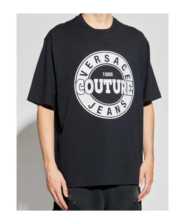 Versace Logo Printed Crewneck T-shirt - Black