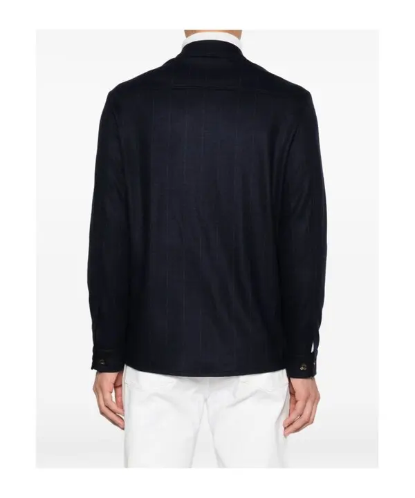 Eleventy Striped Paneled Jacket - Black