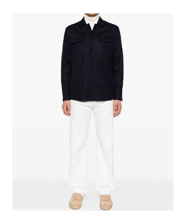 Eleventy Striped Paneled Jacket - Black