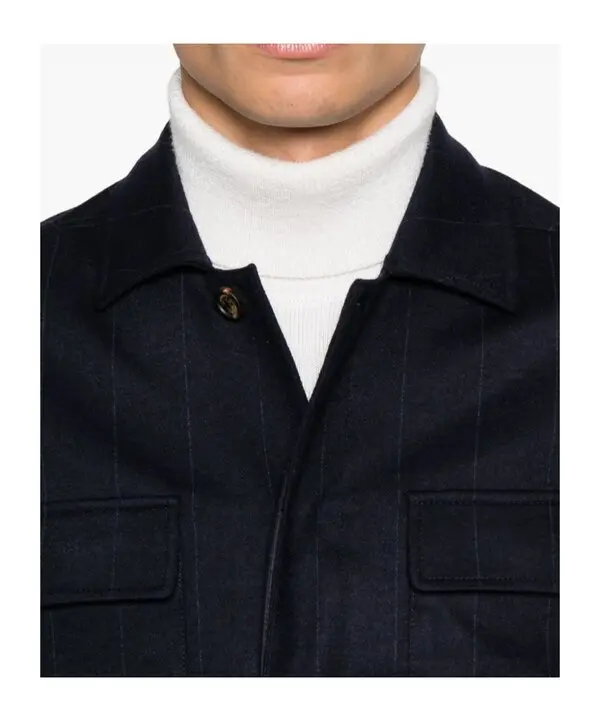 Eleventy Striped Paneled Jacket - Black