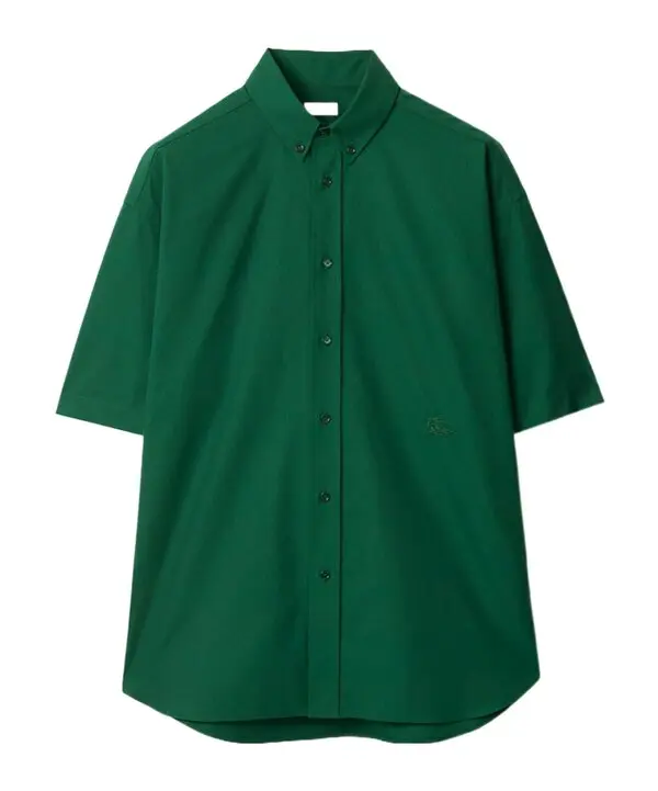 Burberry Logo-embroidered Short Sleeved Shirt - Ivy