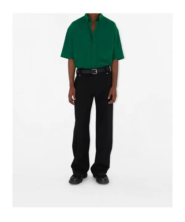 Burberry Logo-embroidered Short Sleeved Shirt - Ivy