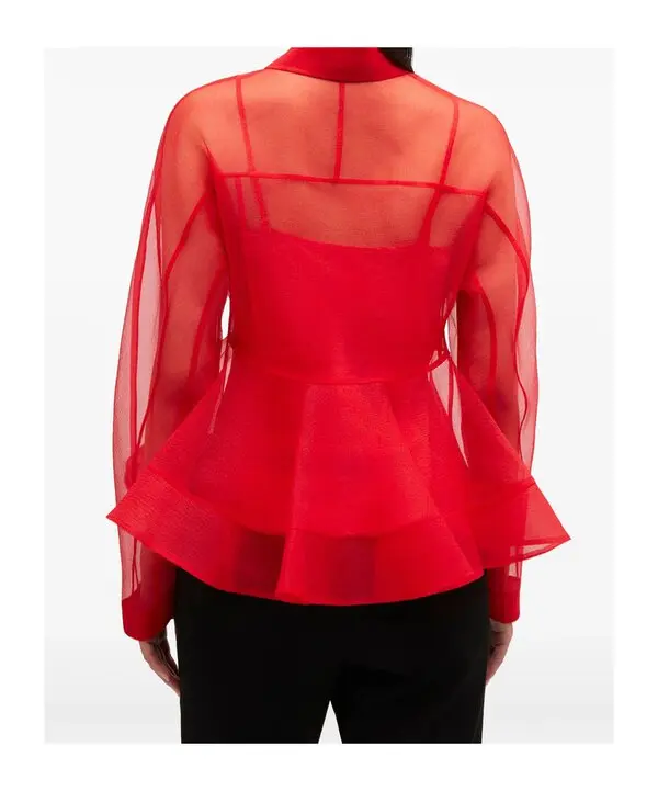 GANNI Sheer Peplum Shirt