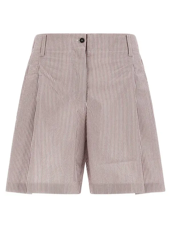 Brunello Cucinelli Striped Wide-leg Shorts - Gray