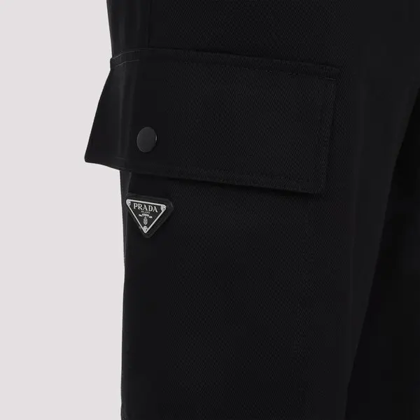 Prada Logo Plaque Wide-leg Cargo Pants