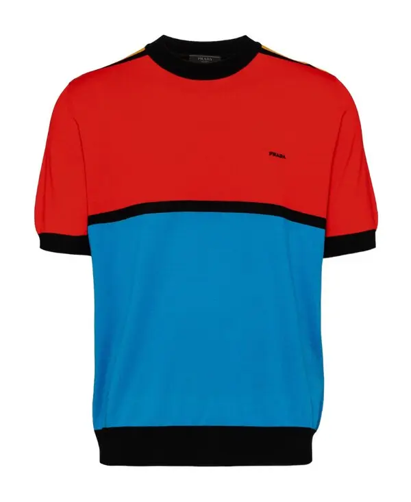 Prada Color-block Crewneck Knitted T-shirt