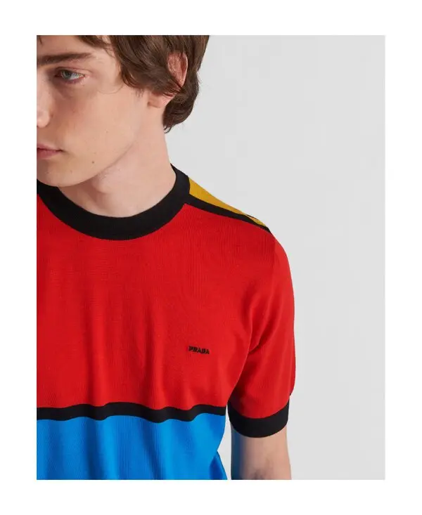 Prada Color-block Crewneck Knitted T-shirt