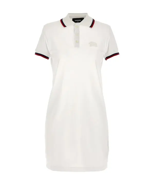 Dsquared2 Logo Embroidered Maxi Cut Out Polo Dress