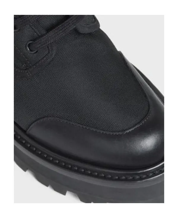 Celine Bulky Laced Up Boots In Nylon And Shiny Bull