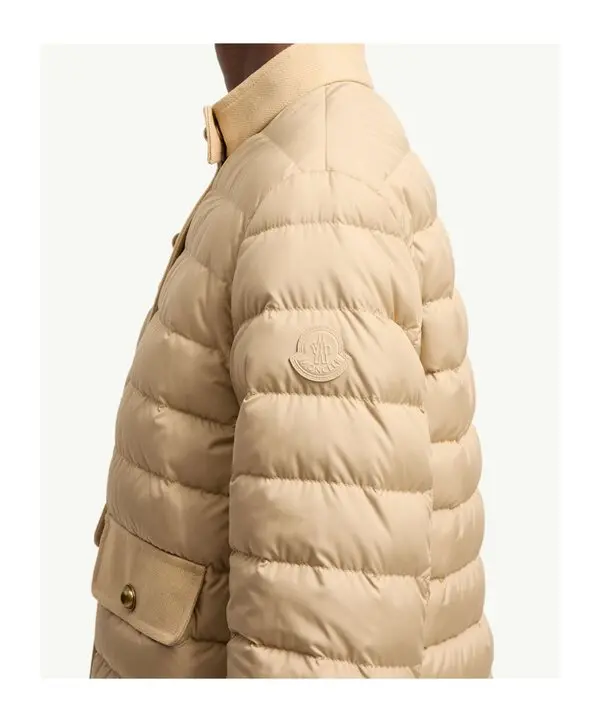 Moncler Juju Button-up Short Padded Jacket - Beige