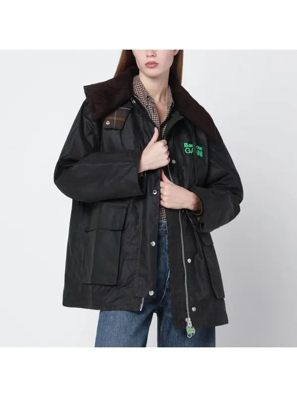 Barbour X Ganni Logo-patch Hooded Jacket
